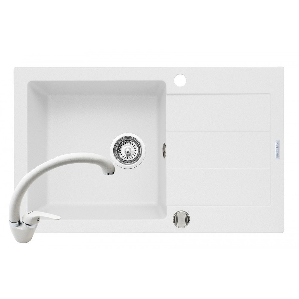 Set chiuveta granit SPARTA PLUS & baterie OSSIA – Snow