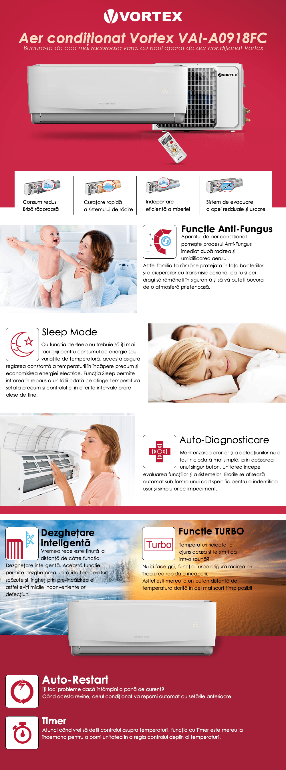 Aparat de aer conditionat Vortex VAI-A0918FV/FC + KIT 9000BTU